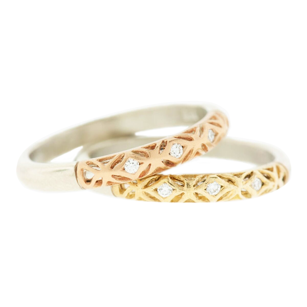 Two Toned Partway Filigree Ring with Round Brilliant Cut Diamonds - .0 ...